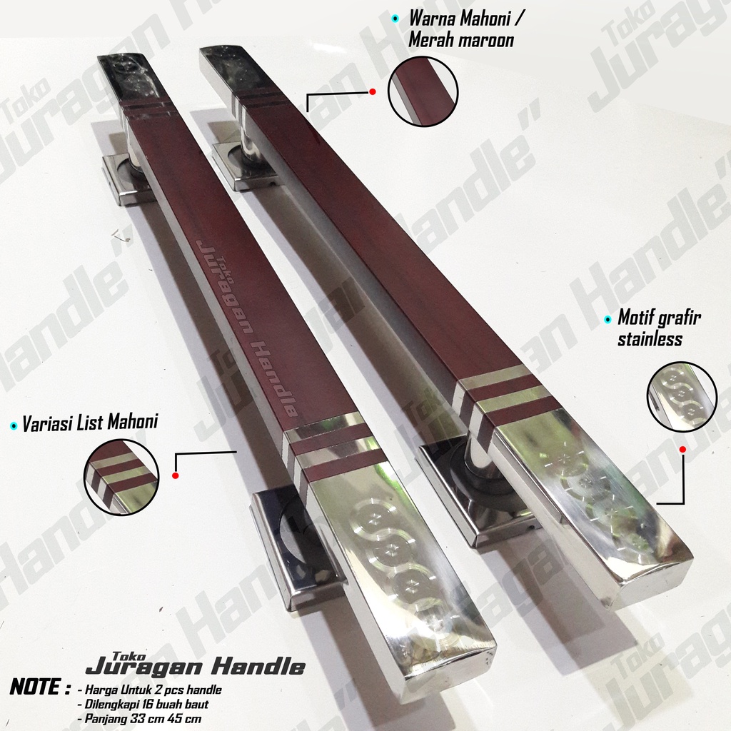 Jual gagang pintu logam stainless tebal 45 cm / handle pintu kuputarung ...