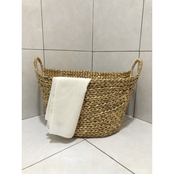 Jual Keranjang Perahu Anyaman Eceng Gondok Non Rangka Besi With Handle ...