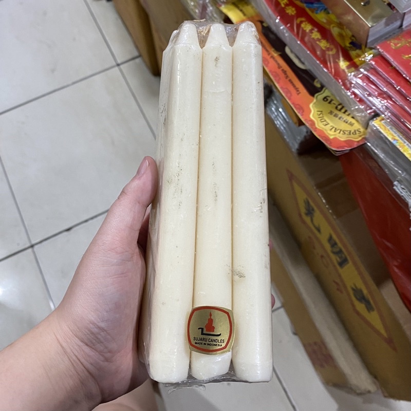 Jual Lilin Putih Merah Panjang isi 6 Lilin Lampu Terang Mati Lampu ...