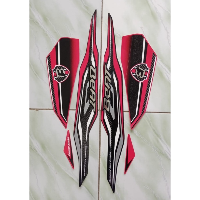 Jual stiker striping honda beat 2019 - hitam merah - hitam merah ...