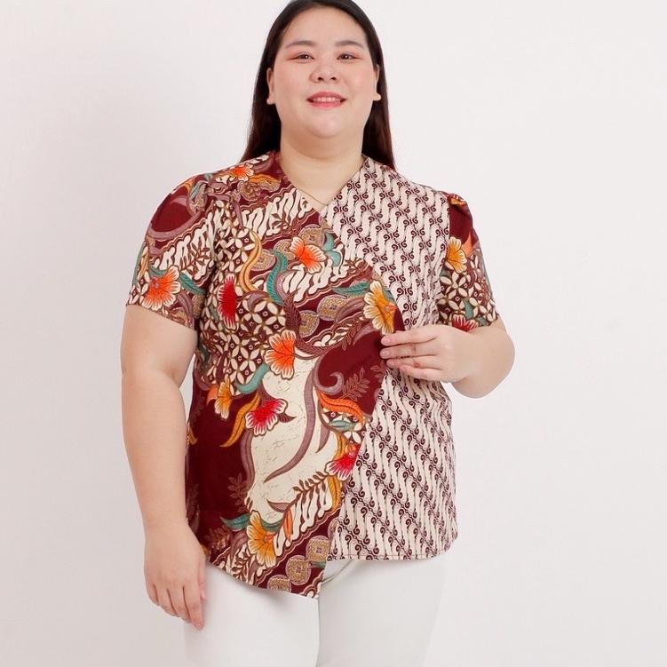 Jual Baju Blouse Atasan Batik Wanita Jumbo Big Size Ld 120cm Xxl Xxxl