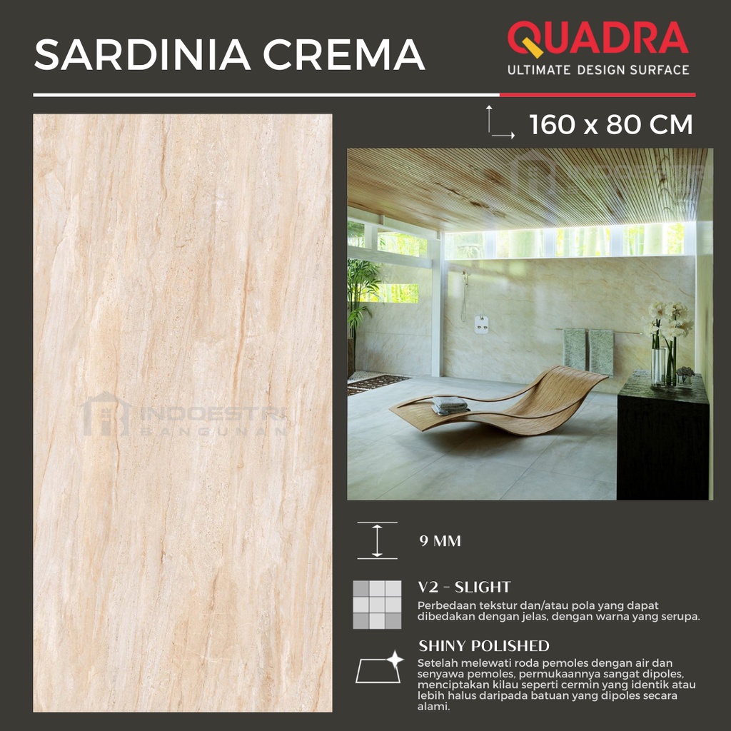Jual Granit Quadra Sardinia Crema 160 x 80cm (1 dus / 2,56m2) Shiny ...