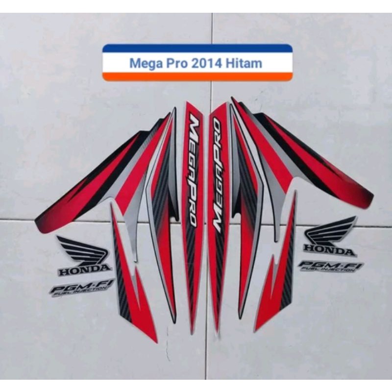 Jual Stiker Striping Motor Honda Mega Pro 2014 Hitam Merah | Shopee ...