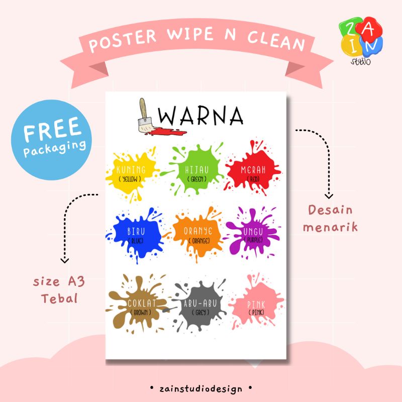 Jual POSTER ANAK SERI WARNA 02 (BILINGUAL) - POSTER BELAJAR EDUKASI TK ...
