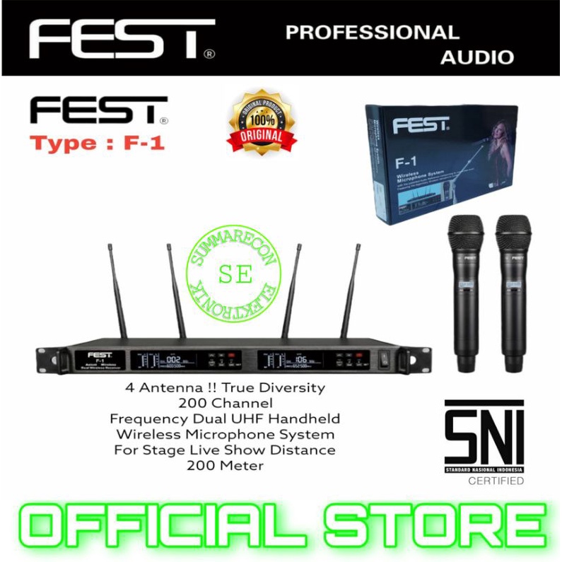Jual mic wireless original fest f1 microphone original mic karaoke ...