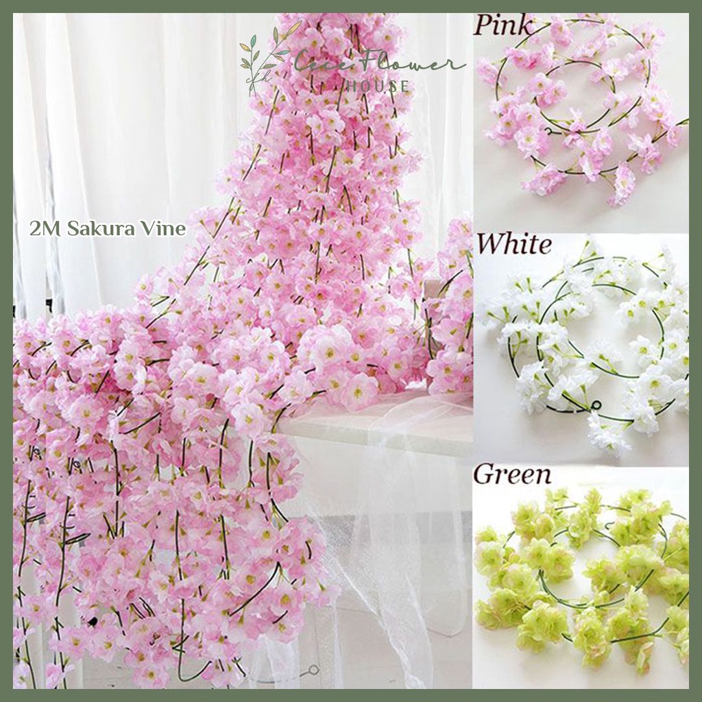 Jual Bunga Rambat Bunga Hias Palsu Cherry Blossom 2M Sakura Vine ...