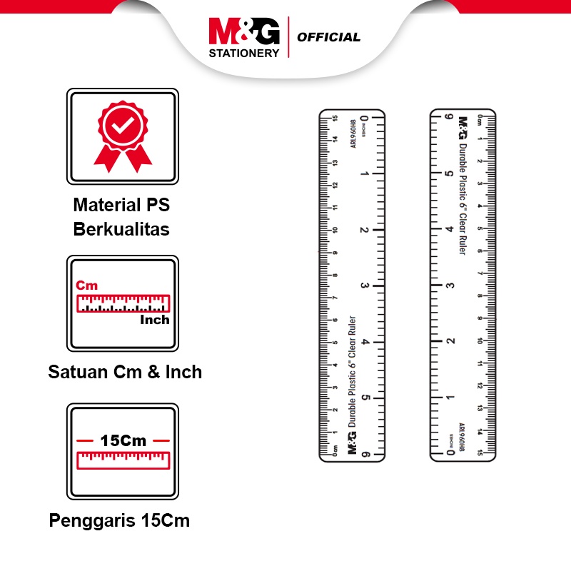 Jual M&G Penggaris Transparan 15cm / Ruler Transparant / Penggaris ...