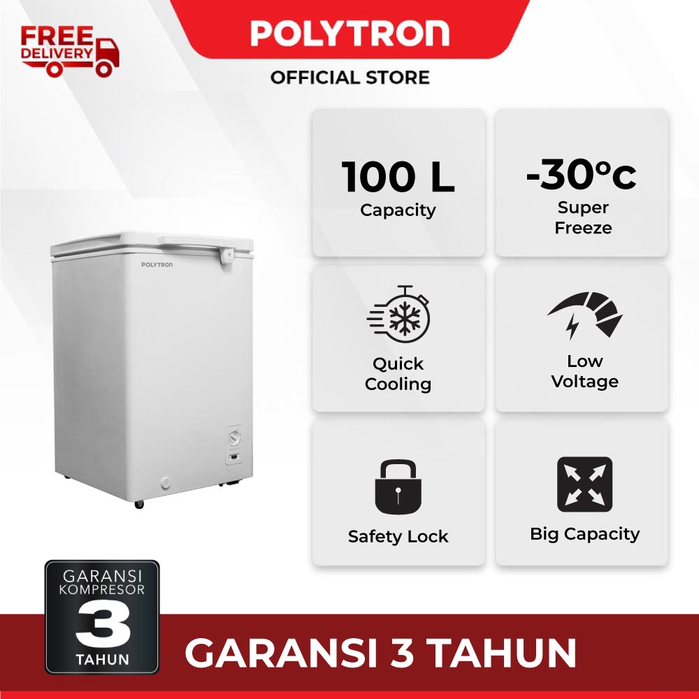 Jual POLYTRON Chest Freezer 100 Liter PCF 118 | Shopee Indonesia