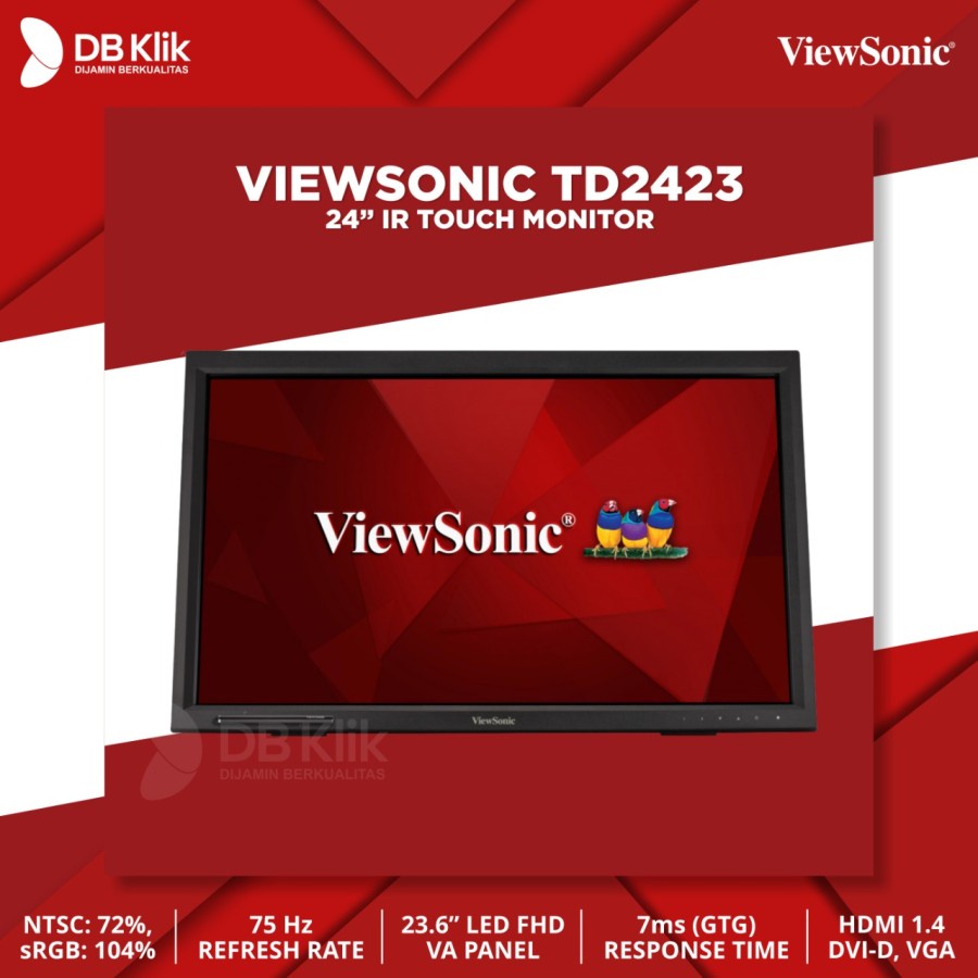 Jual LED Monitor VIEWSONIC TD2423 23.6 Inch Full HD IR Touch ( HDMI VGA DVI-D ) | Shopee Indonesia