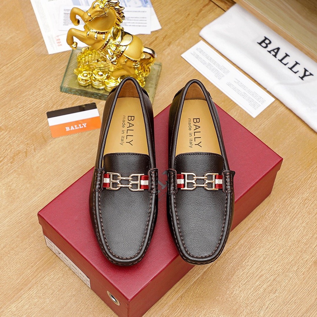 Jual Original BALLY Men's Leather Shoes Black Loafers/Slip-On | Shopee ...