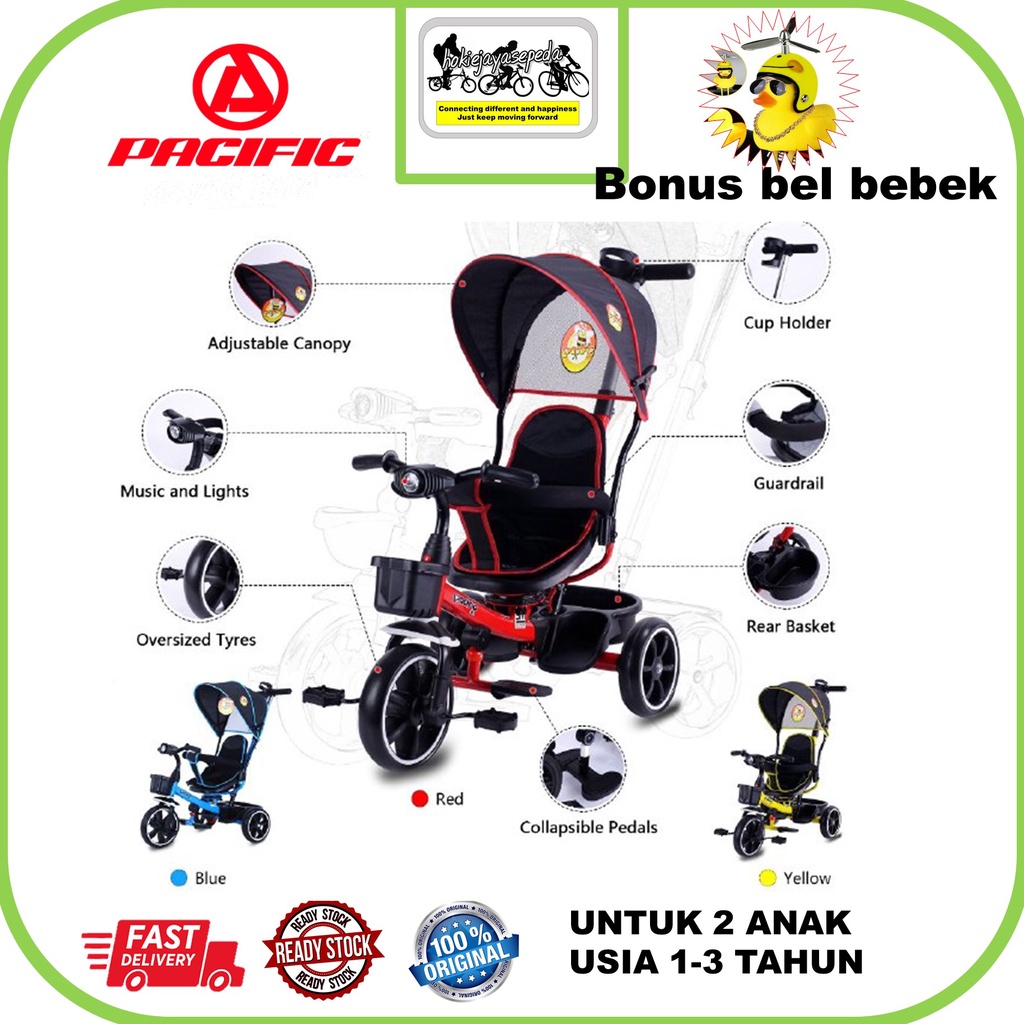 Jual Sepeda Roda tiga Stroller PACIFIC premium 105 - 106 - 5099 - 5199 ...