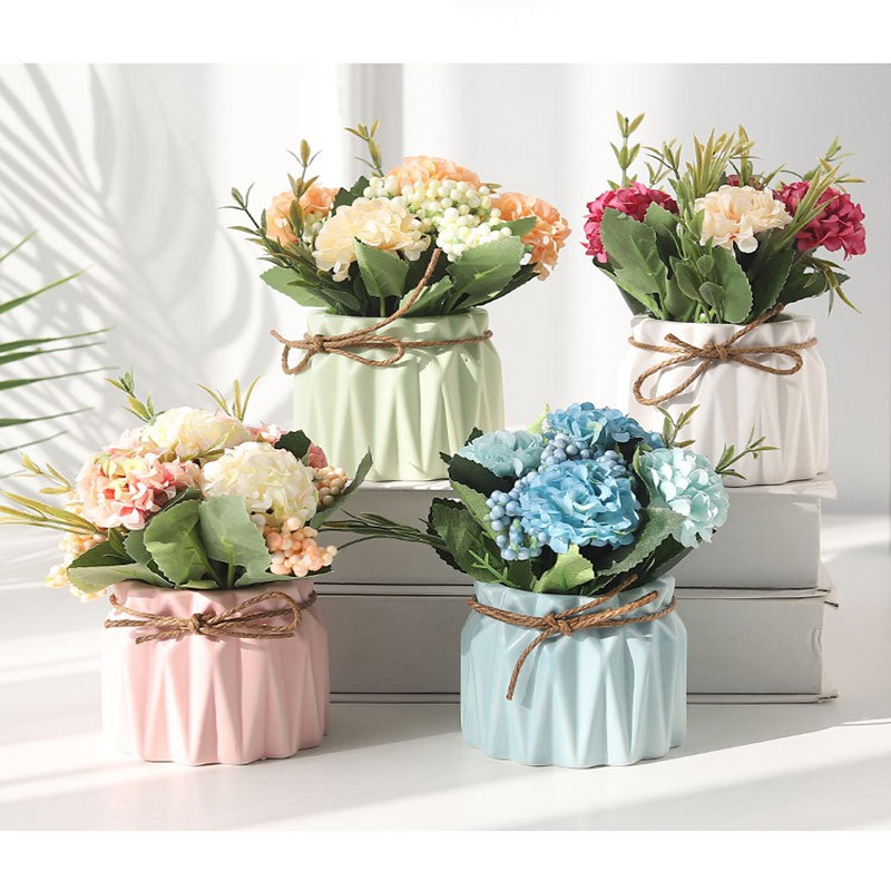 Jual Naindo Bunga Mawar Meja + pot hiasan ruang tamu & kantor -tinggi ...