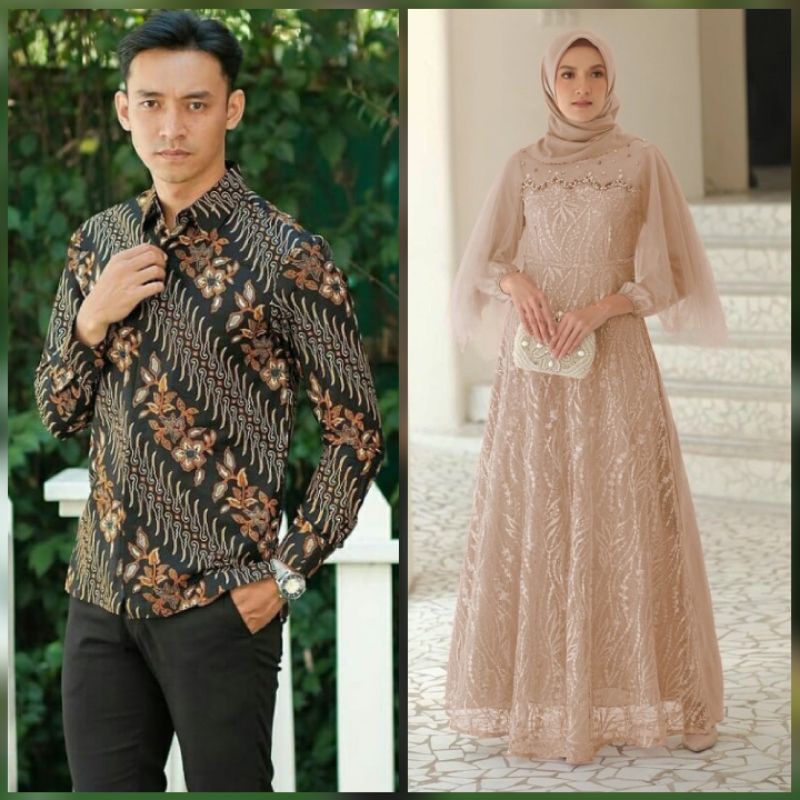 Jual PRODUK TERBARU - BISA COD COUPLE GAMIS MAXI DRESS BRUKAT LUNA - MAXI COUPLE GAMIS BROKAT ...