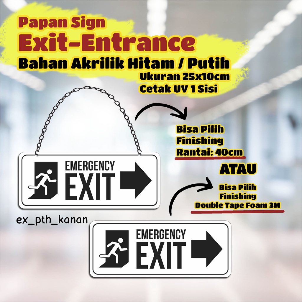 Jual Papan Akrilik sign EXIT / ENTRANCE - Papan Penunjuk Arah Jalan ...