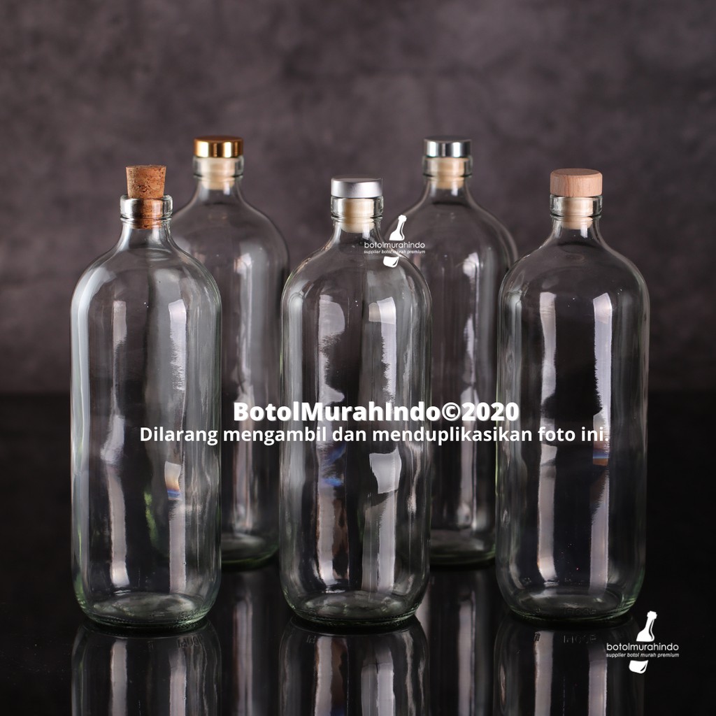 Jual [8 botol] Botol Kaca Bening Beling 1Liter untuk Kopi / Jamu ...