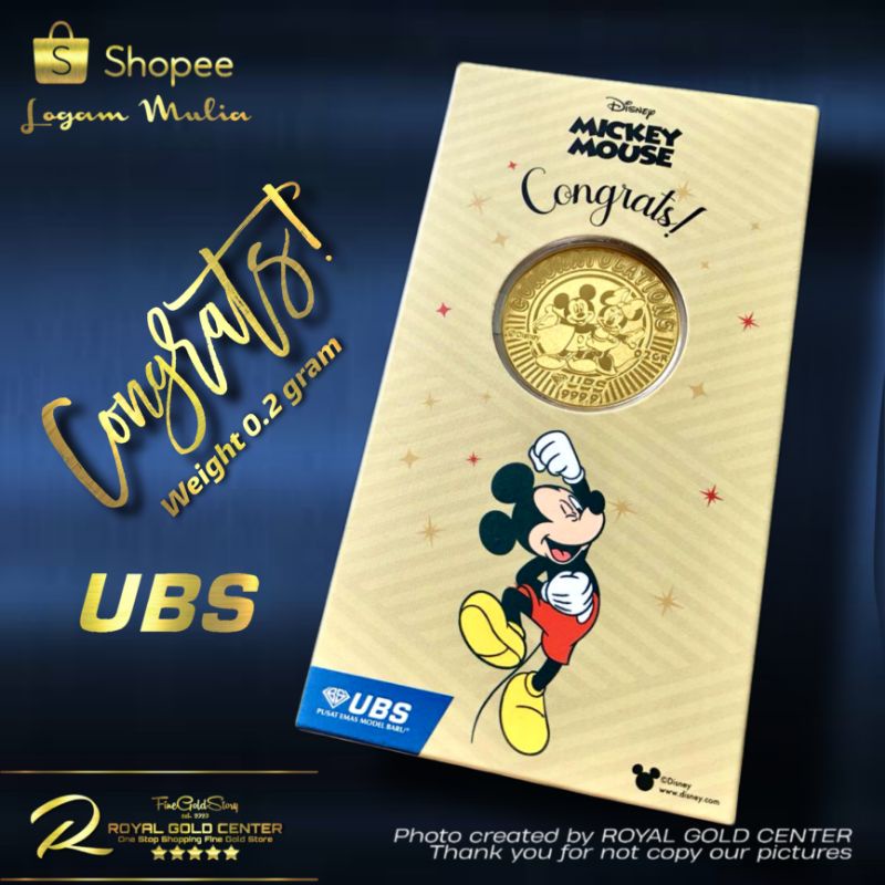 Jual UBS Congratulations Gift Mickey Mouse Disney series 0.2 gram ...