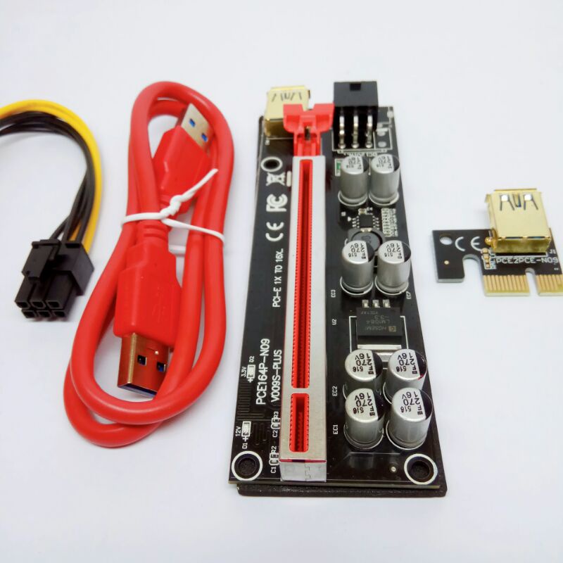 Jual PCIE Riser VGA mining Raiser VGA 8 Kapasitor v009S-plus Metal ...