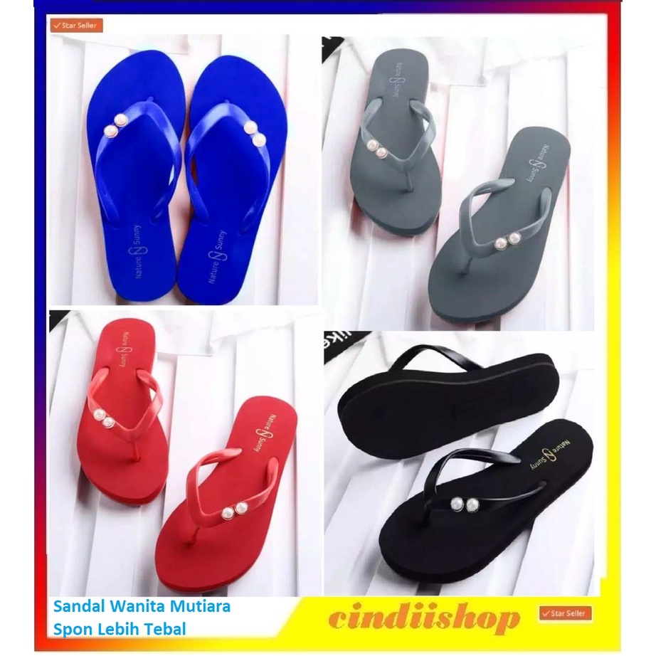 Jual SANDAL SPON JEPIT MUTIARA Sendal Wanita Sandal Cewek Rumah Santai ...