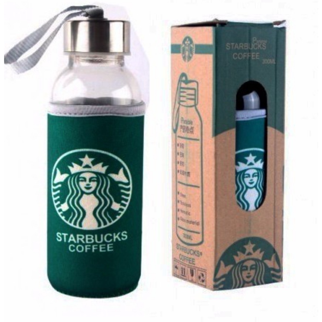 Jual Botol Kaca STAR Buck Cafe Resto Kopi Susu Bekal Minum 300 ml ...