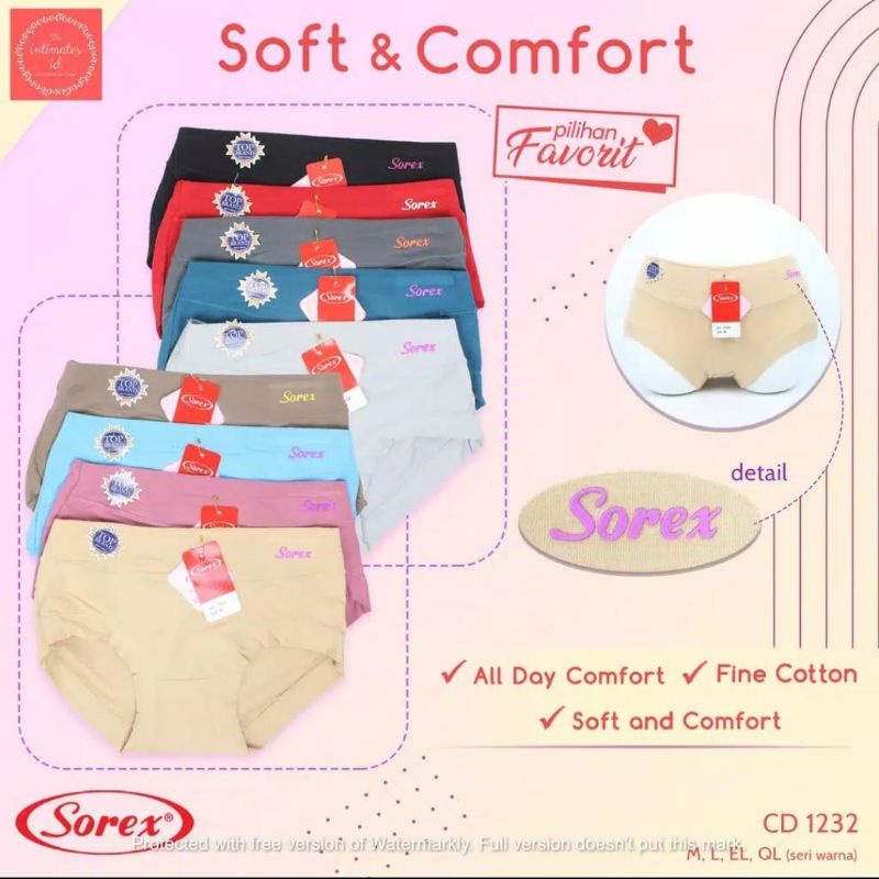 Jual CD Sorex 1232 / Celana Dalam Wanita Sorex 1232 SOFT COMFORT | Shopee Indonesia