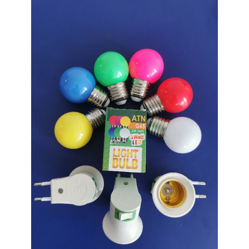 Jual COD-Lampu Tidur LED 3W Bulb Light + Colokan Fitting saklar On/Off ...