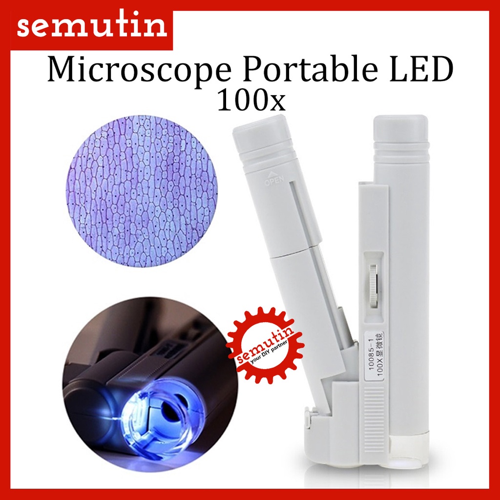 Jual Mikroskop Saku Mini 100x / Microscope Portable LED Lampu | Shopee ...