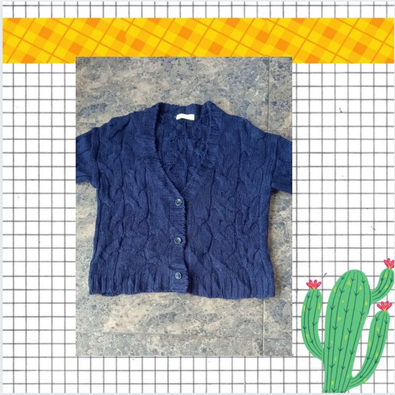 Jual CARDIGAN CROP KEPANG WARNA NAVY PEKAT | Shopee Indonesia