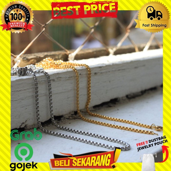 Jual KALUNG RANTAI TITANIUM BULAT PRIA ANTI KARAT PERAK EMAS STAINLESS ...