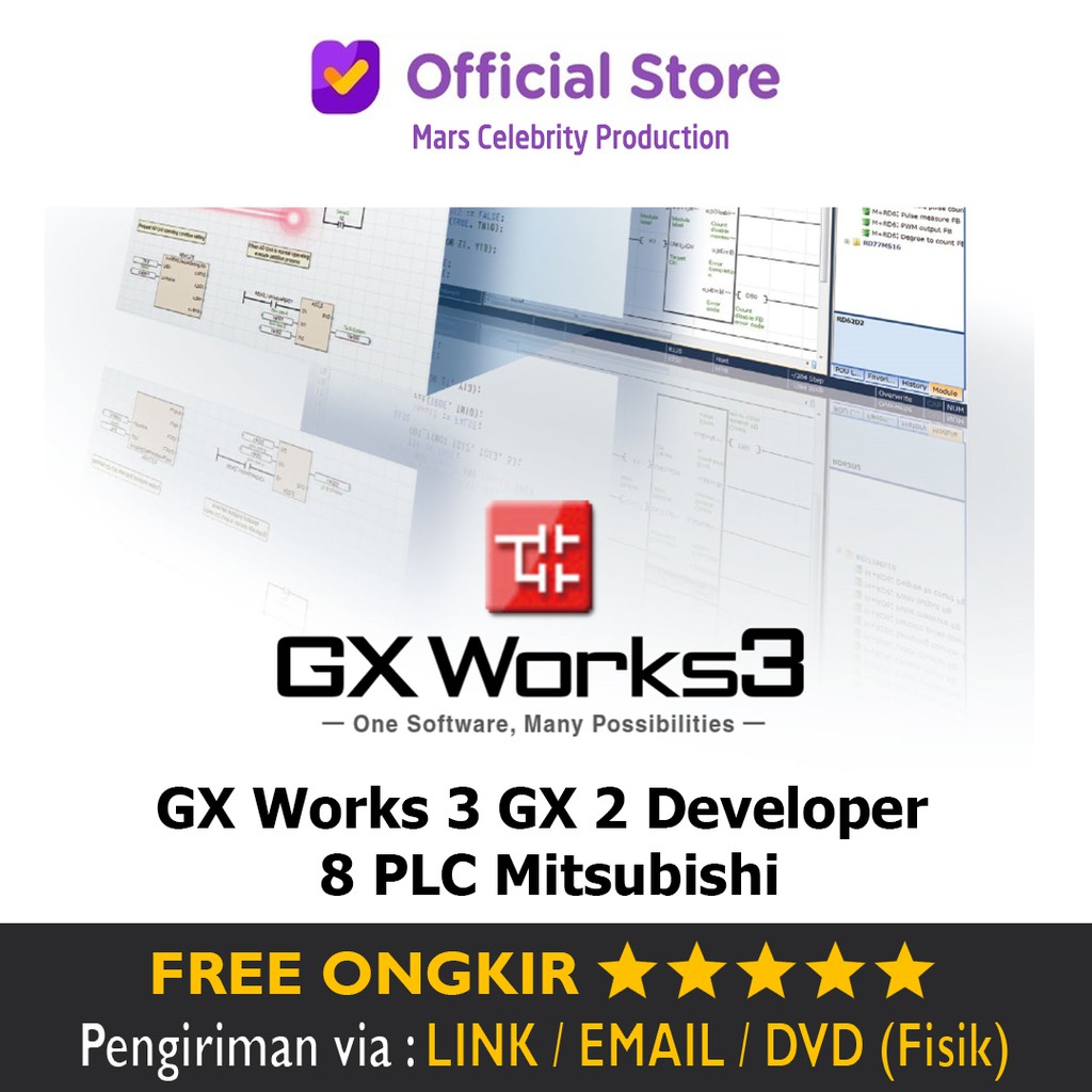 Jual Software GX Works 3 GX 2 Developer 8 PLC Mitsubishi GT Designer 3 GT Simulator 3 | Shopee ...
