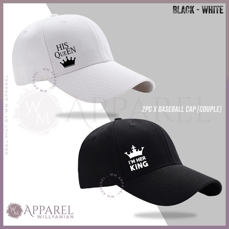 Jual [Harga Sepasang] WM APPAREL Topi couple His queen & i'm her king ...