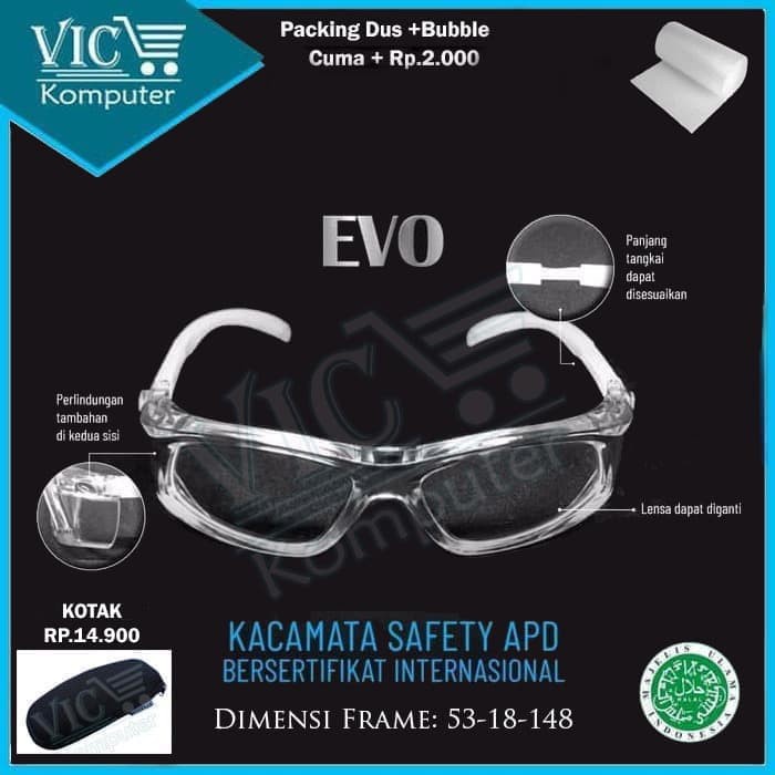 Jual KESELAMATAN-ALAT- KACAMATA SAFETY APD EVO 3014 CL ANTI VIRUS/KUMA ...