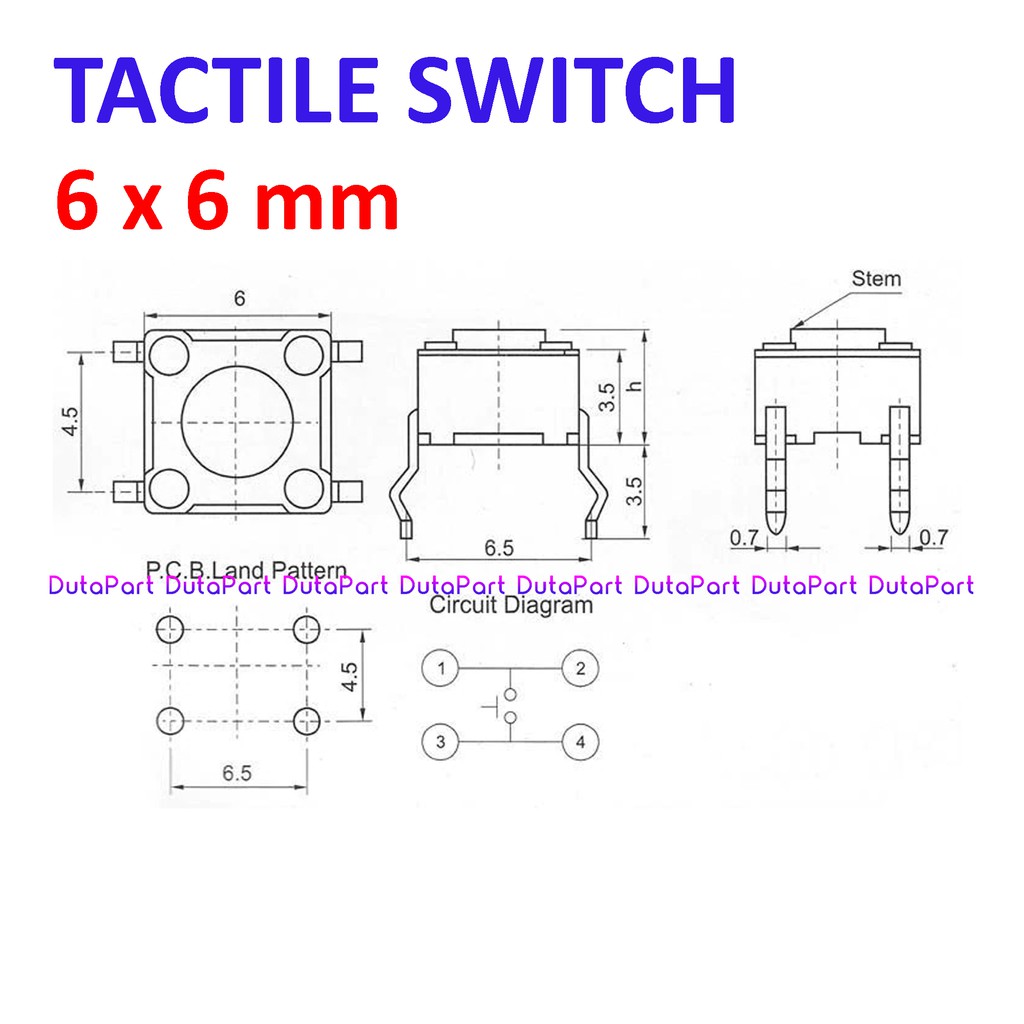 Jual Tactile Switch Push Button 6x6 mm 6x6 PCB Mount SILAHKAN PILIH ...