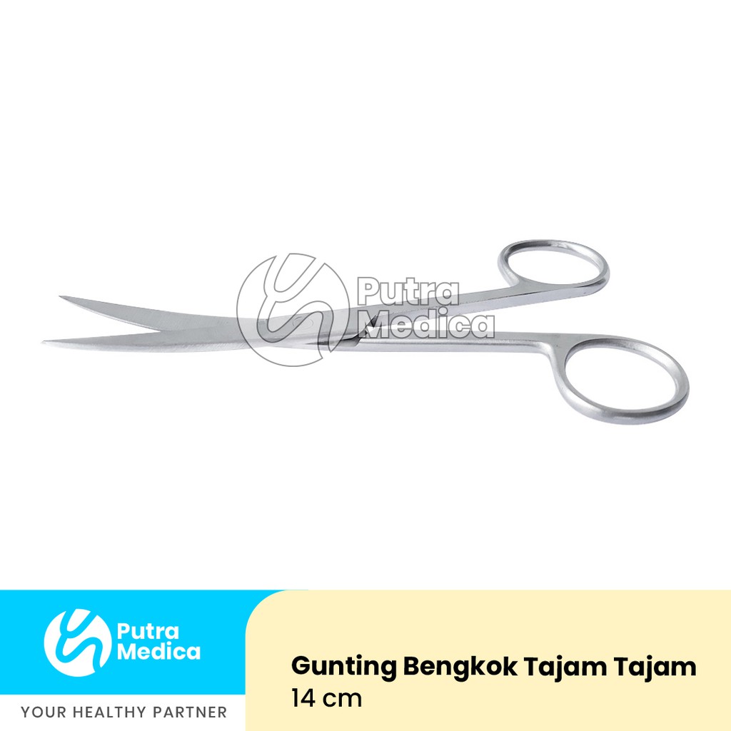 Jual Sakamed Gunting Jaringan Bedah Medis Bengkok Tajam Tajam 14cm ...