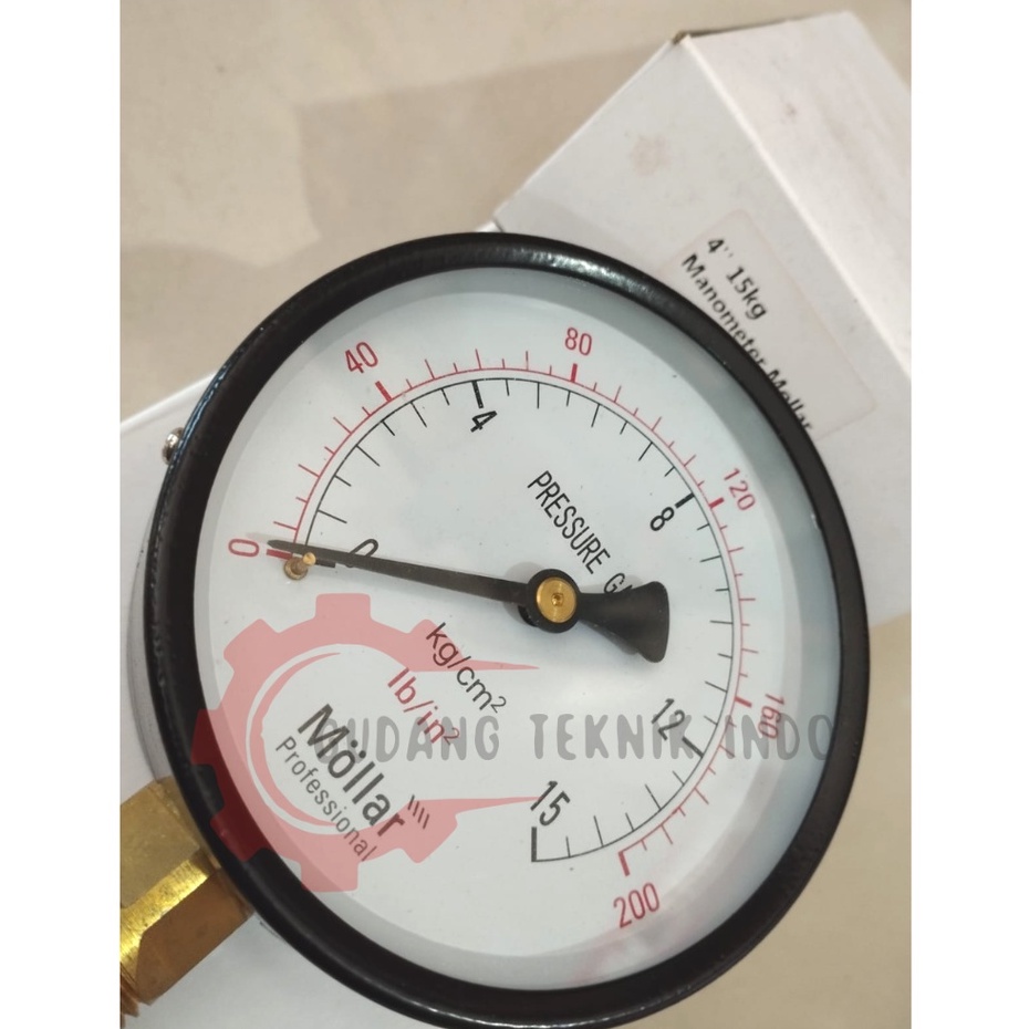 Jual Manometer MOLLAR 4"/ Alat Pengukur Tekanan Angin Pressure Gauge 15 ...