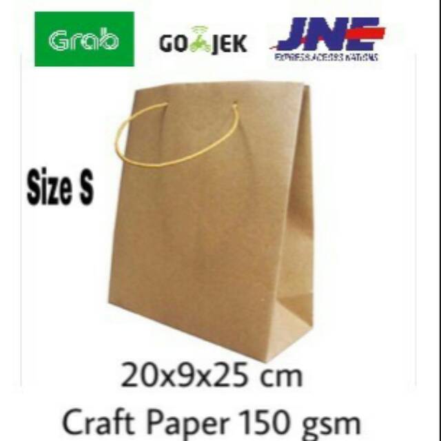 Jual Tali Kertas Paperbag Tas Kertas Shoppingbag Kraft Paper S 20 x 9 x ...
