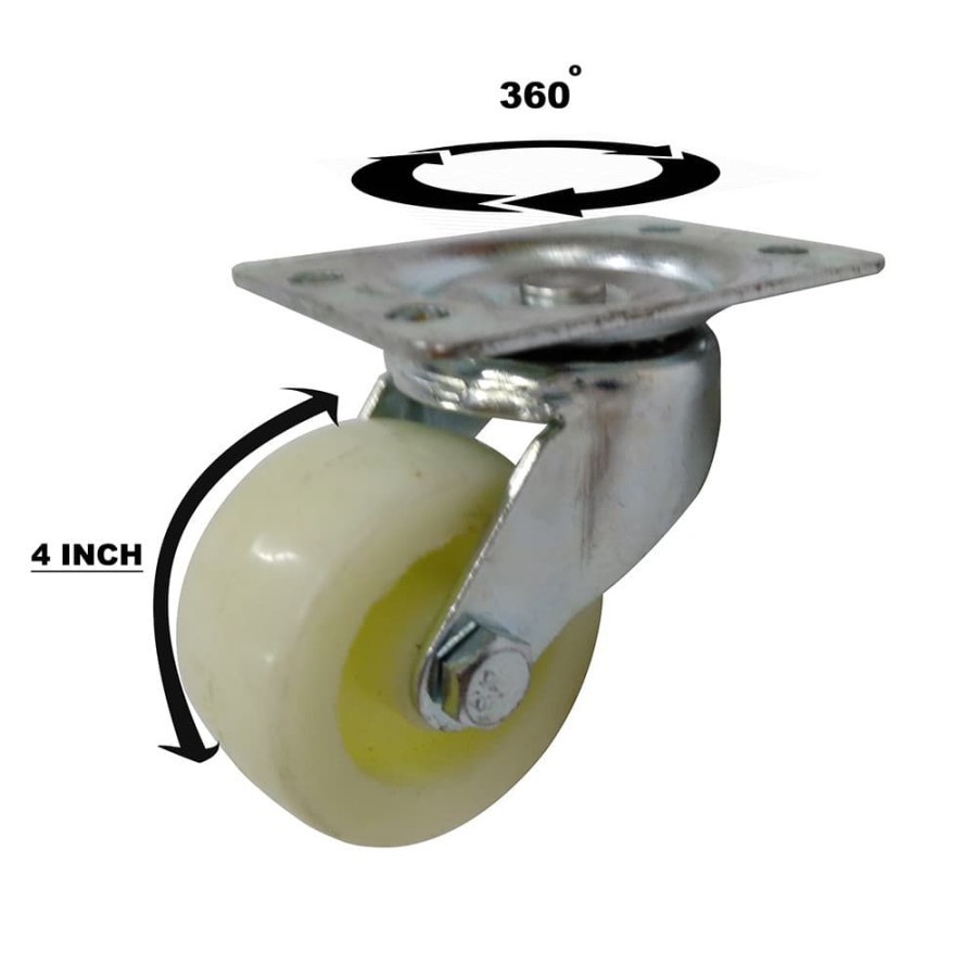 Jual RODA NYLON PUTIH 4 INCH PUTAR 360 RODA CASTER RODA TROLLEY ...