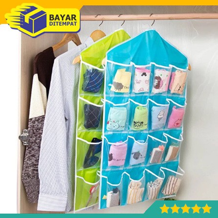 Jual Storage Bag Gantung 16 Kantong Hanger Organizer Underwear Pouch ...