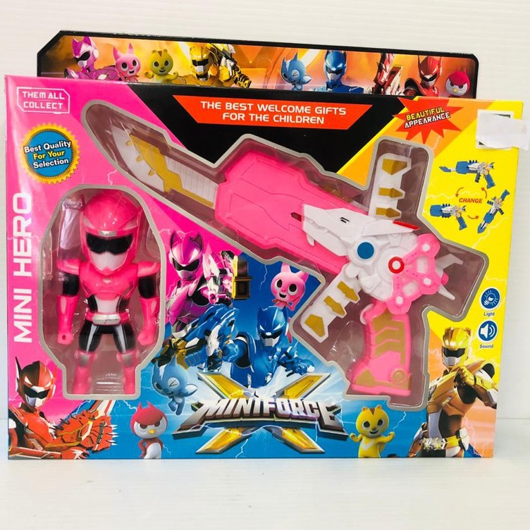 Jual NEW MAINAN MINI FORCE ROBOT MINI X POWER RANGER MINI FORCE SENJATA ...