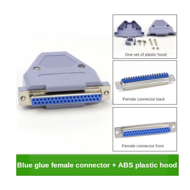 Jual DB37 Female Connector 37p with Cover Case DB 37 Pin Paralle Serial ...