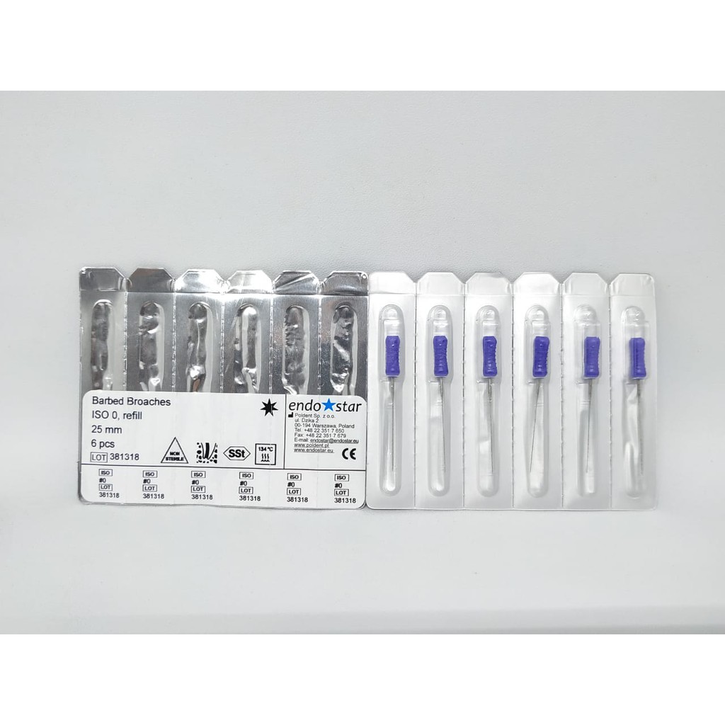 Jual Endostar Barbed Broaches File 25 mm Stainless Steel Endodontic ...