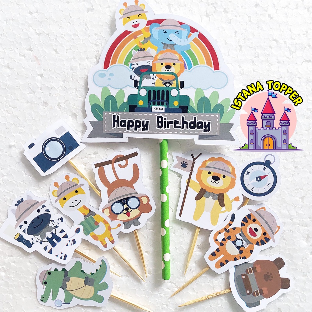 Jual Topper Cake Ultah Animal Zoo Adventure / Topper Zoo/ Topper Animal ...
