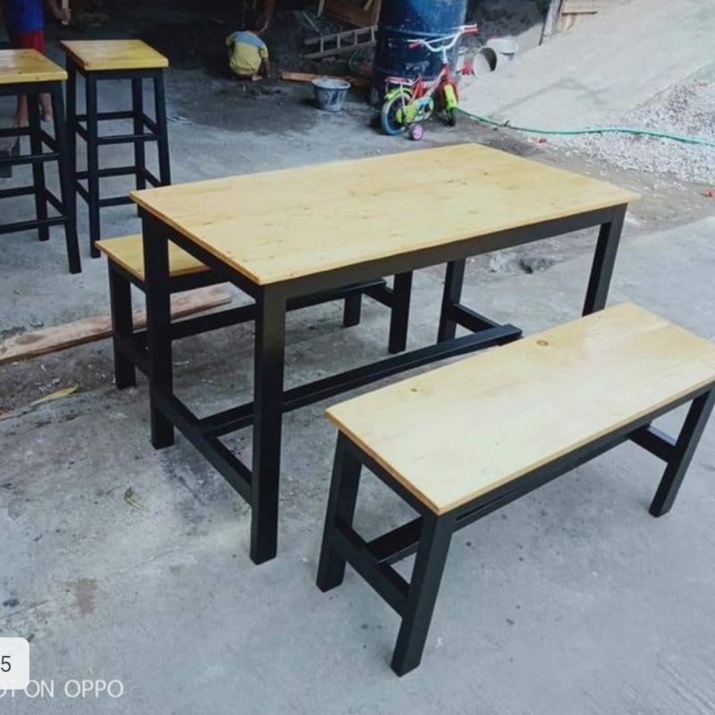 Jual meja makan murah kayu jati Belanda 1set ( 1meja 2 kursi ) | Shopee ...