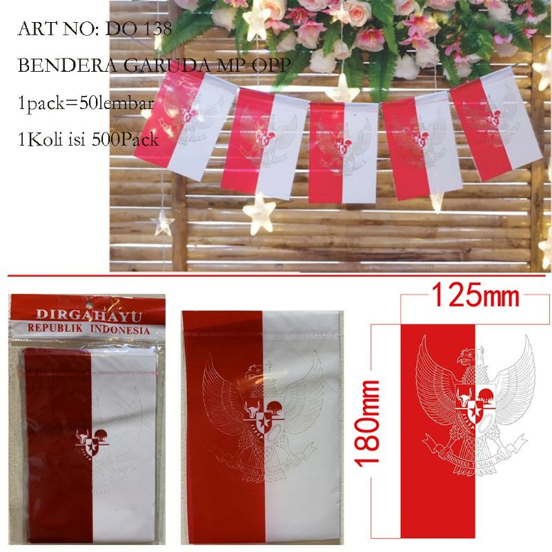 Jual Bendera Merah Putih Motif Garuda / Bendera Plastik ( 50 Pcs ...