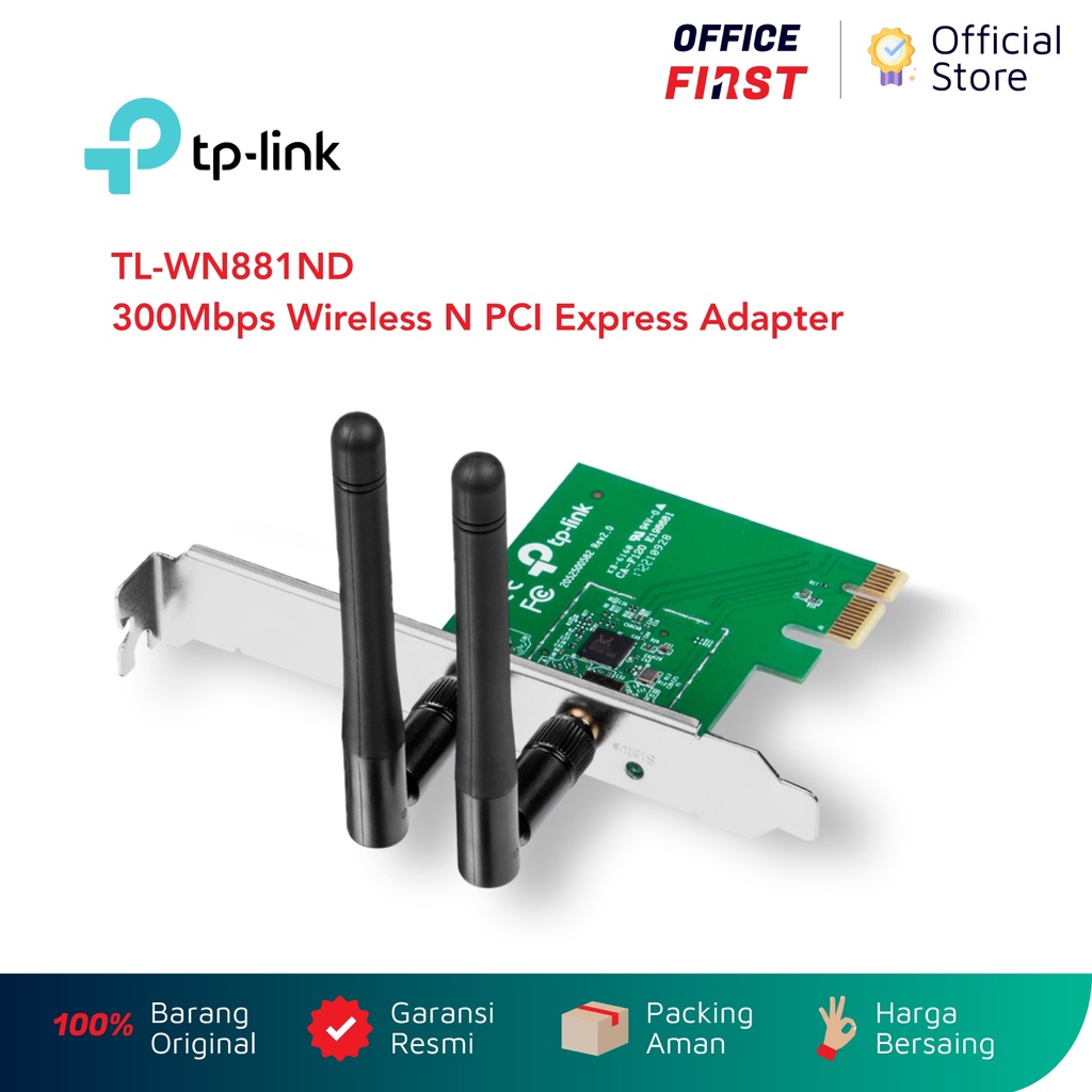 Jual TP-Link TL-WN881ND 300Mbps Wireless N PCI Express Adapter Network ...
