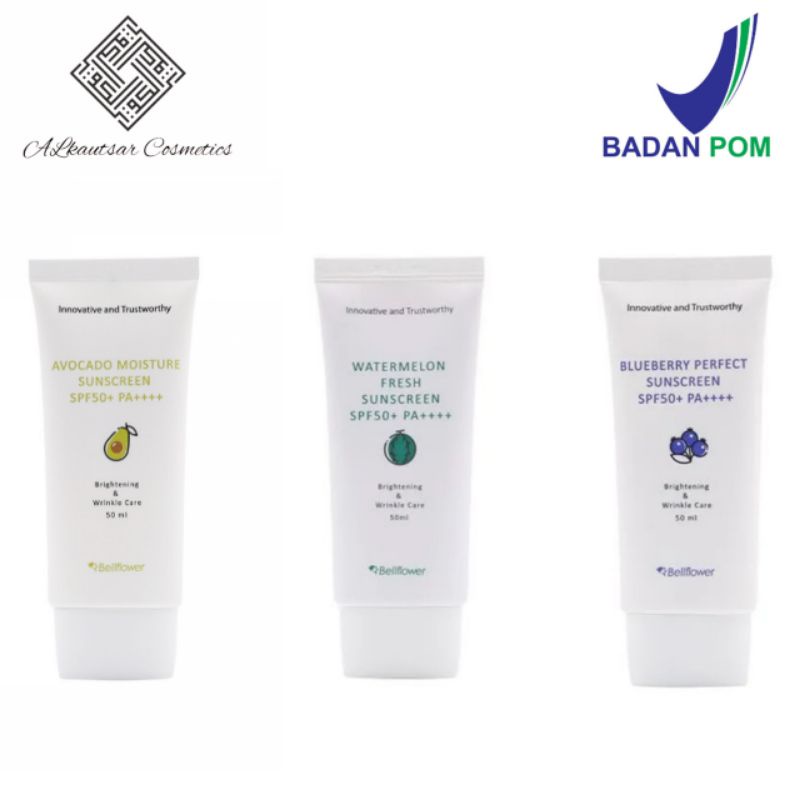 Jual BELLFLOWER Blueberry,Watermelon,Avocado Sunscreen SPF 50+ PA ...
