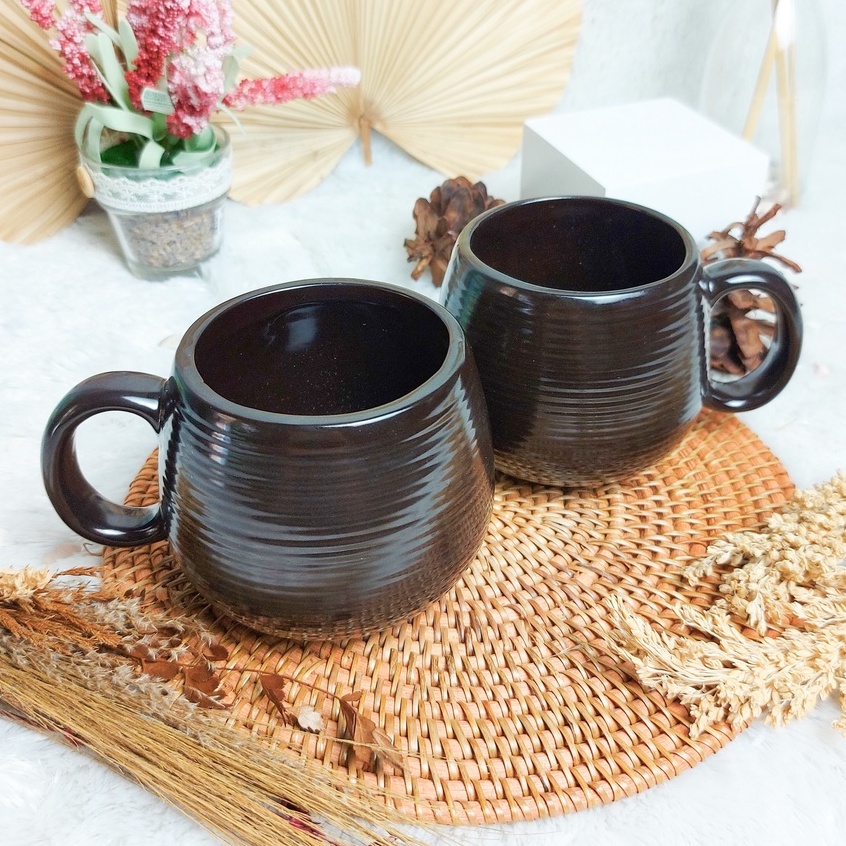 Jual Gelas Mug Donat Hitam Elegan Mewah Gelas Keramik Porcelain Bulat ...
