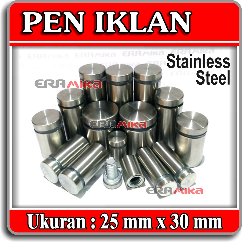 Jual Pen Iklan 25 x 30 Stainless Steel / Baut Kaca 25x30 mm / Sign ...