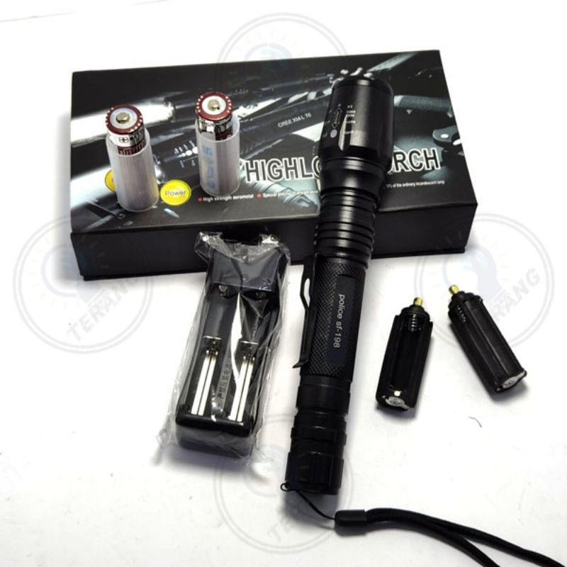 Jual senter swat police t6 2 baterai/ senter polisi / super terang | Shopee Indonesia