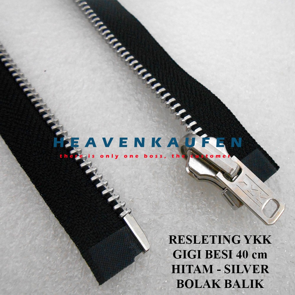 Jual Resleting Zipper YKK Gigi Besi 40 cm / 16 inch Hitam - Silver Bolak Balik | Shopee Indonesia