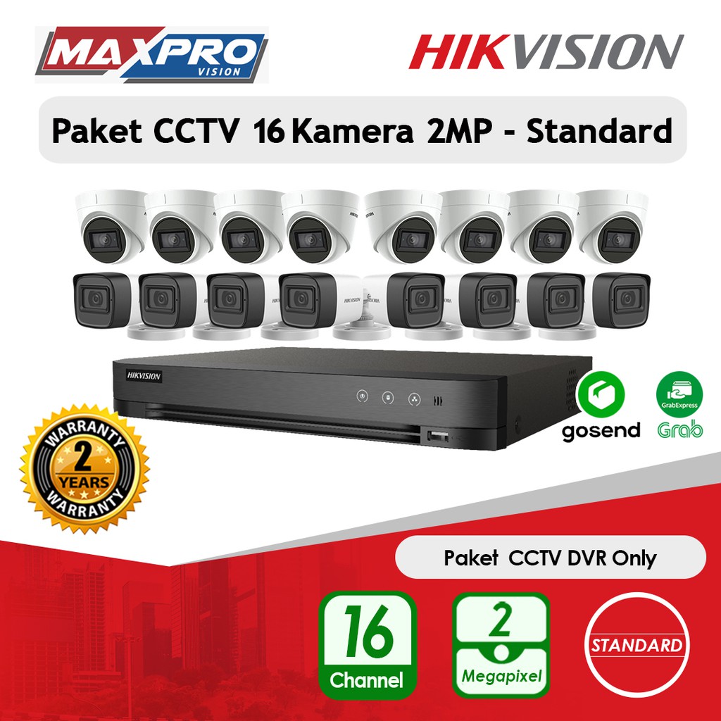 Jual PAKET CCTV 16 CAMERA 2MP STANDARD HIKVISION - CCTV DVR ONLY | Shopee Indonesia